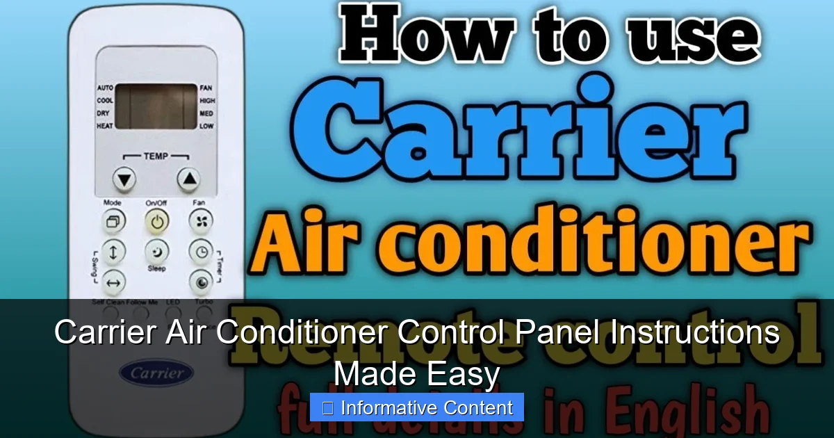 Carrier Air Conditioner Control Panel Instructions Made Easy - Air ...