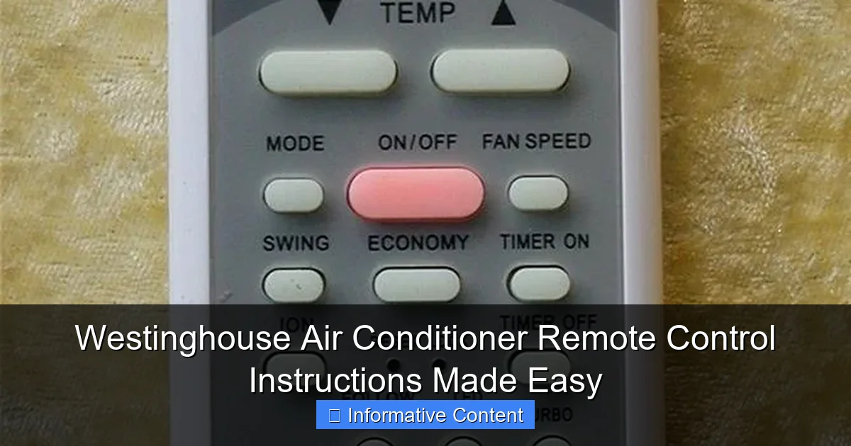 Westinghouse Air Conditioner Remote Control Instructions Made Easy ...
